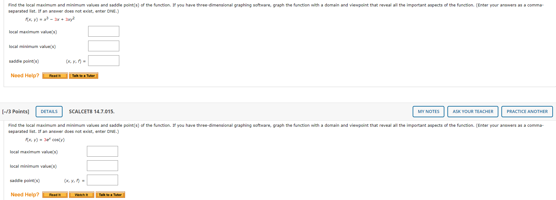 Solved Find the local maximum and minimum values and saddle | Chegg.com
