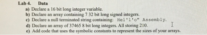 Solved Lab 4 Data A Declare A 16 Bit Long Integer 3731