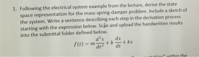 Solved Following the electrical system example from the | Chegg.com