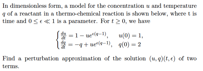 In dimensionless form, a model for the concentration | Chegg.com