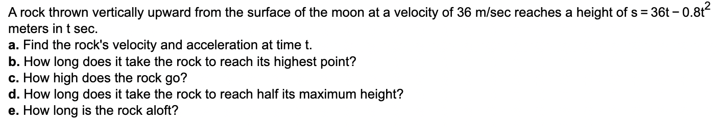 Solved A rock thrown vertically upward from the surface of | Chegg.com