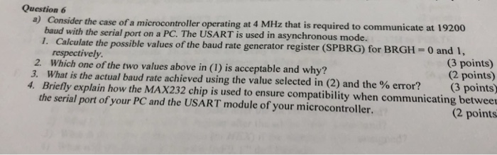 Solved Question 6 a) Consider the case of a microcontroller | Chegg.com
