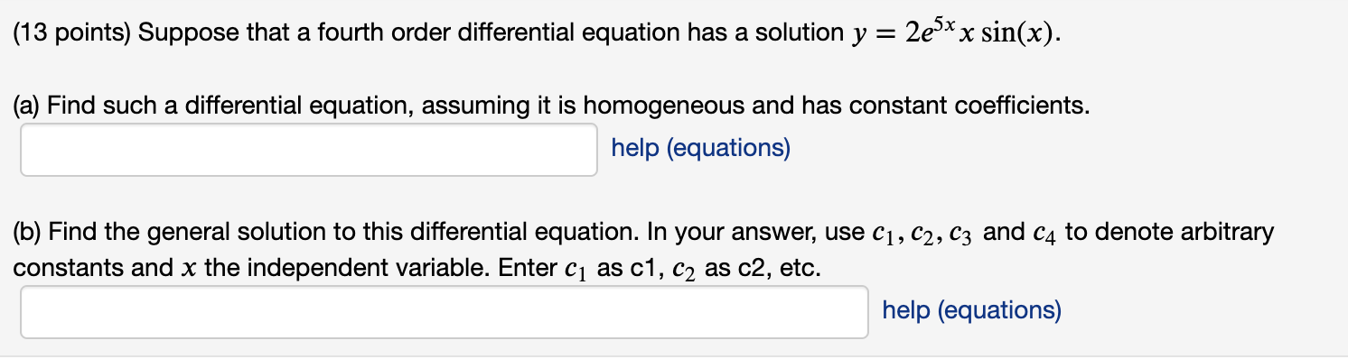 Solved 13 Points Suppose That A Fourth Order Differential