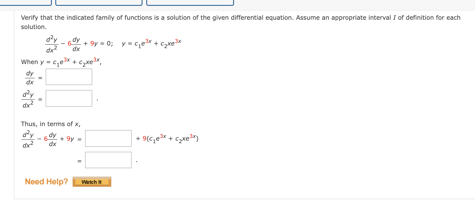 Solved Verify that the indicated family of functions is a | Chegg.com