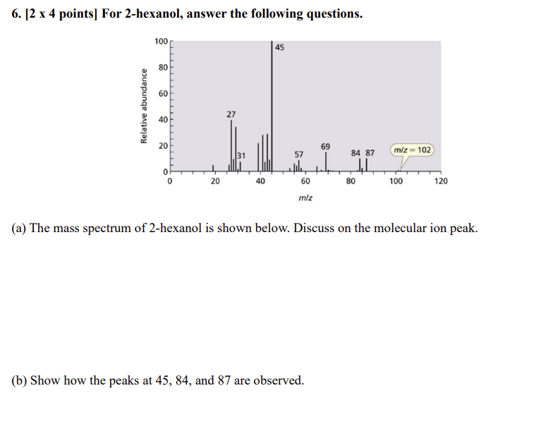 Solved 6. [ 2×4 points] For 2-hexanol, answer the following | Chegg.com