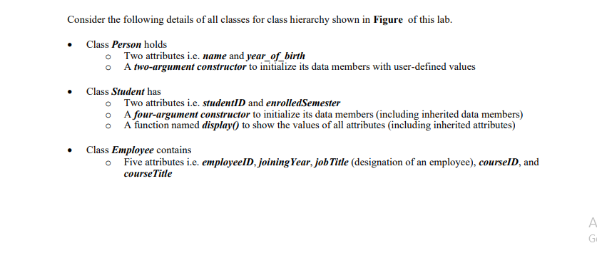 Solved Consider the following details of all classes for | Chegg.com