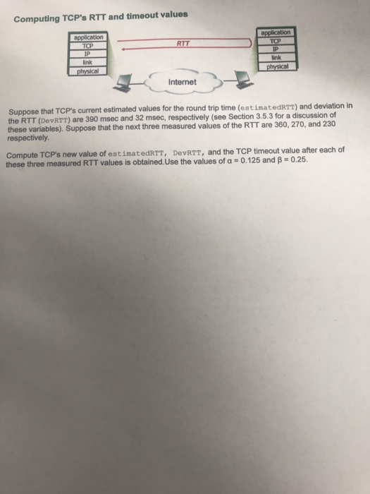 Solved Computing Tcp S Rtt And Timeout Values Rtt Ip Link Ip