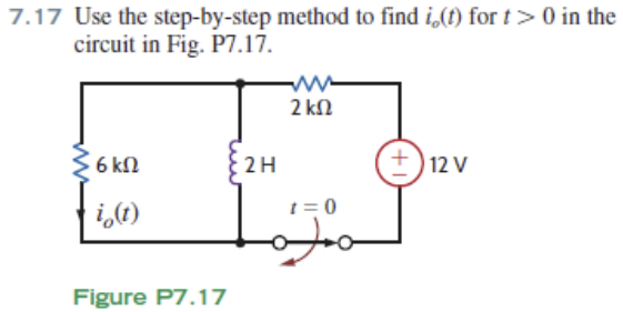 Solved 7.17 Use the step-by-step method to find io(t) for | Chegg.com