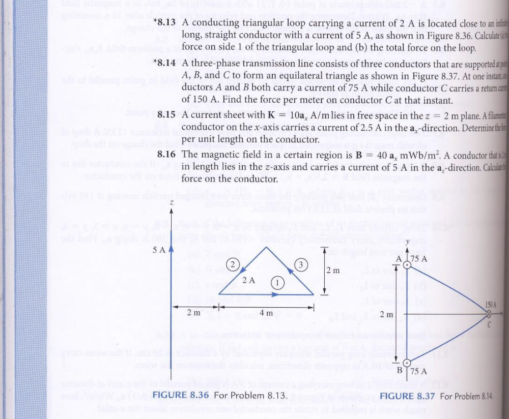 Solved *8.13 A conducting triangular loop carrying a current | Chegg.com