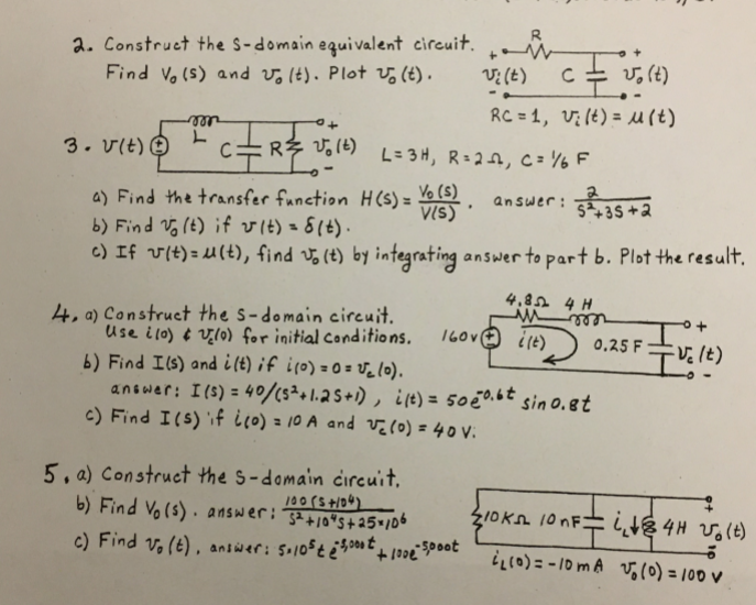 Solved - 2. Construct the s-domain equivalent circuit. Find | Chegg.com