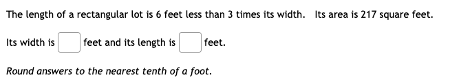 Solved The length of a rectangular lot is 6 feet less than 3 | Chegg.com