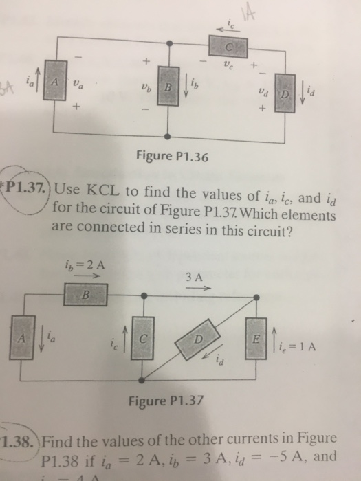Solved Vb Figure P1.36 P1.37. Use KCL to find the values of | Chegg.com