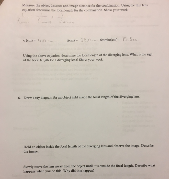 Solved Measure the object distance and image distance for | Chegg.com