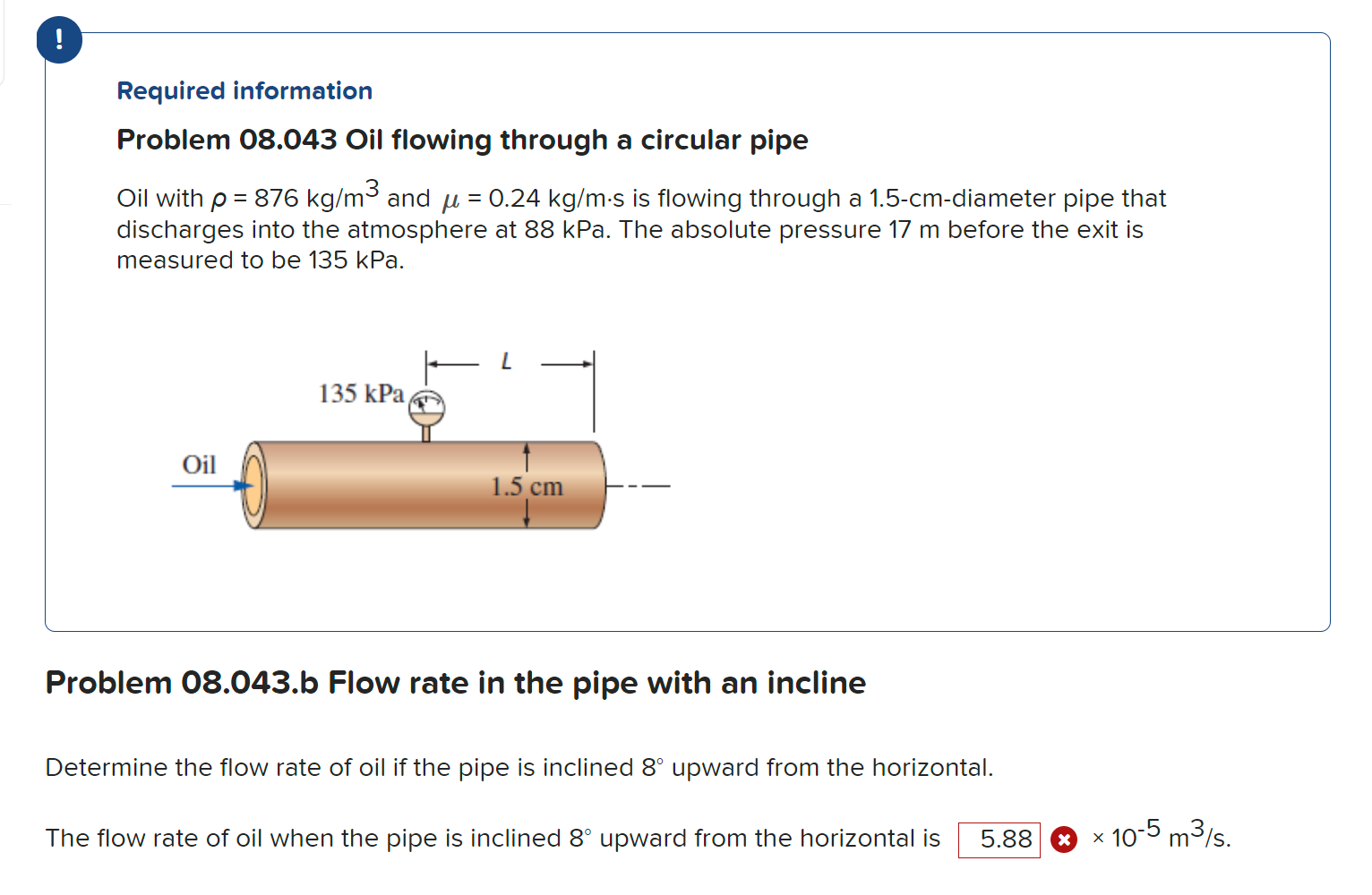 Solved Problem 08.043 Oil flowing through a circular pipe | Chegg.com