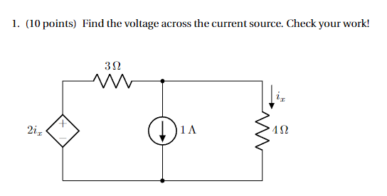 Solved (10 ﻿points) ﻿Find the voltage across the current | Chegg.com