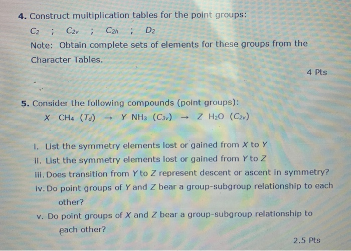 Solved 4. Construct multiplication tables for the point | Chegg.com