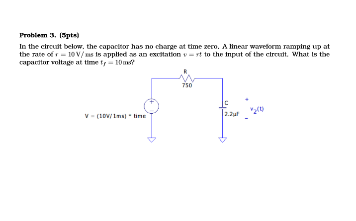 Solved Problem 3. (5pts) In the circuit below, the capacitor | Chegg.com