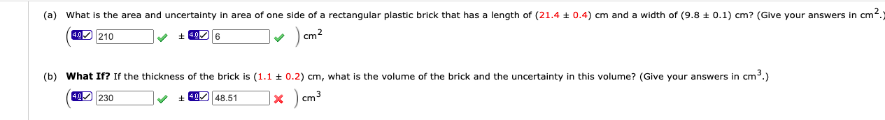 Solved (a) What is the area and uncertainty in area of one | Chegg.com