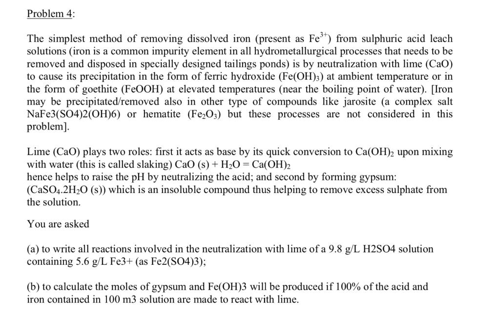 Problem 4: The simplest method of removing dissolved | Chegg.com