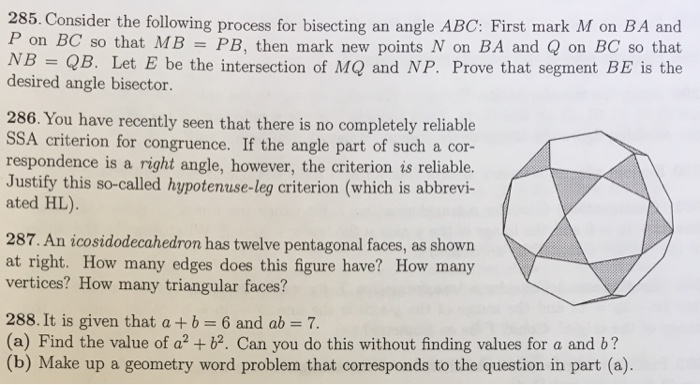 Solved 285. Consider the following process for bisecting an | Chegg.com