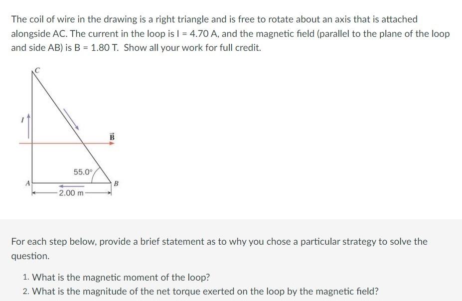 Solved The coil of wire in the drawing is a right triangle | Chegg.com