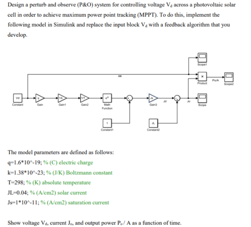 Solved Design a perturb and observe (P&O) system for | Chegg.com
