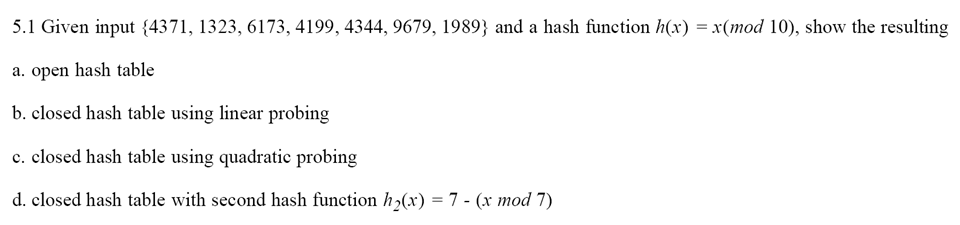 Solved 5.1 Given input (4371, 1323, 6173, 4199, 4344, 9679, | Chegg.com