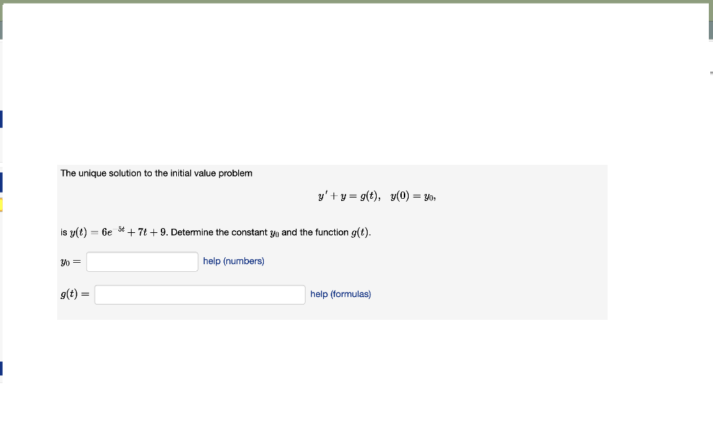Solved The Unique Solution To The Initial Value Problem