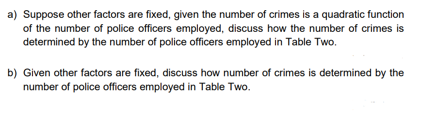 Solved Table Two Shows The Eviews Output From Ordinary Least 