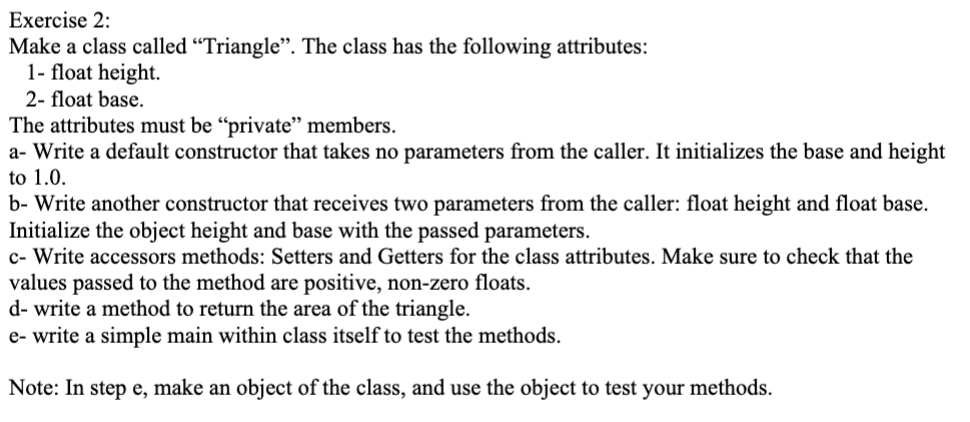 Solved Exercise 2 Make A Class Called “triangle” The Class