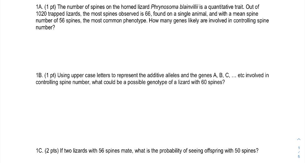 Solved The number of spines on the horned lizard | Chegg.com