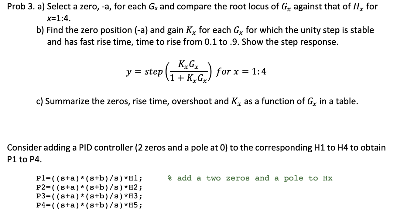 Prob 2. Show the unity feedback step response of | Chegg.com