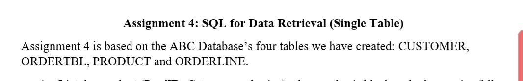 Solved Assignment 4: SQL for Data Retrieval (Single Table) | Chegg.com