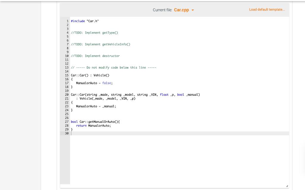 Solved C++ pls need code main.cpp, car.h, car.cpp, | Chegg.com
