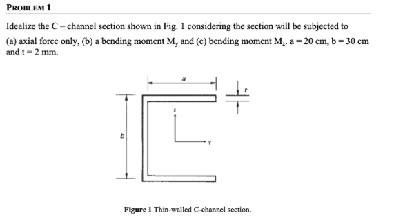 Solved PROBLEM 1 Idealize the C-channel section shown in | Chegg.com