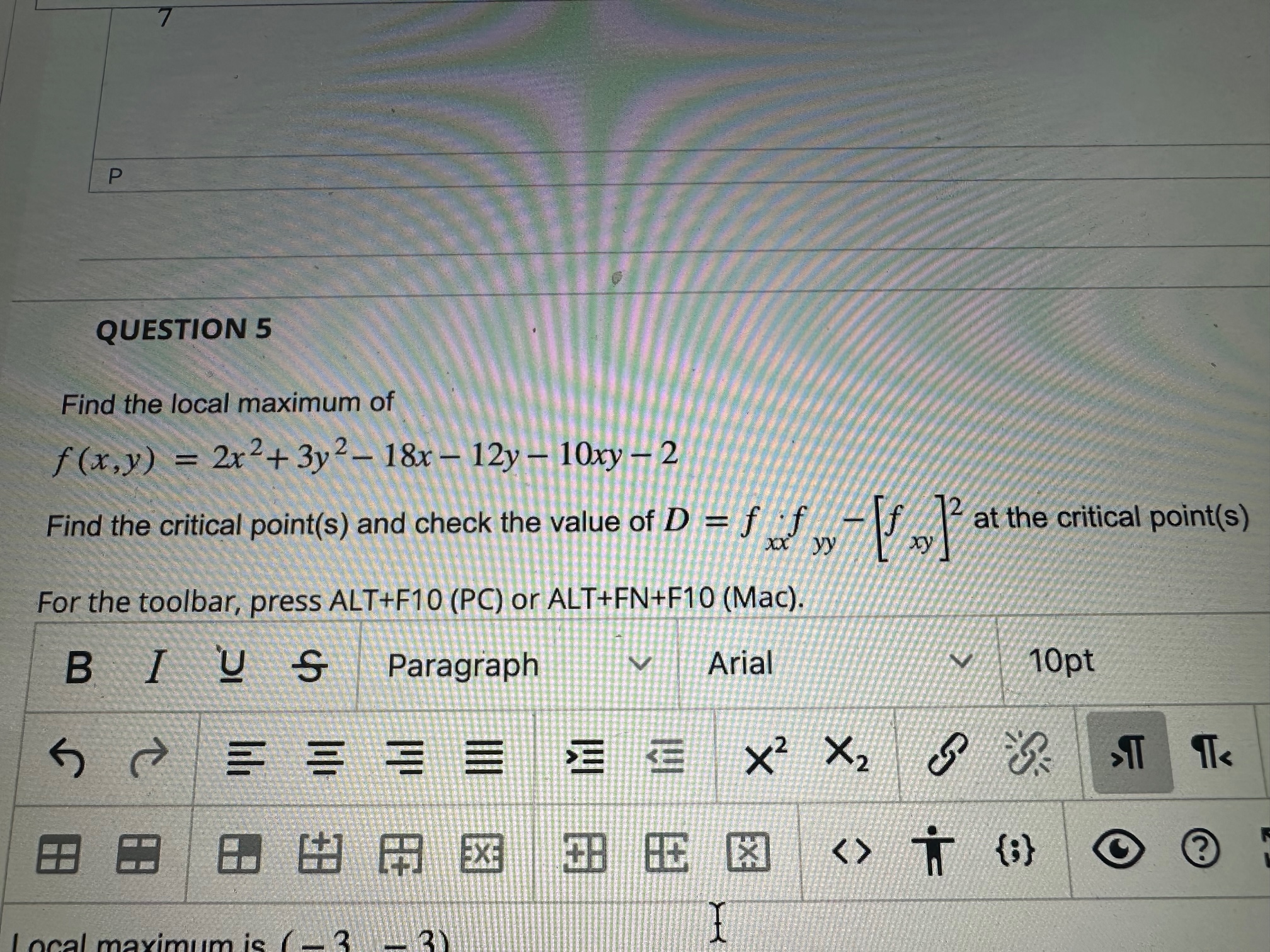 Solved Find the local maximum of | Chegg.com