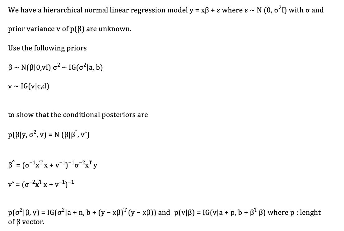 Solved We have a hierarchical normal linear regression model | Chegg.com