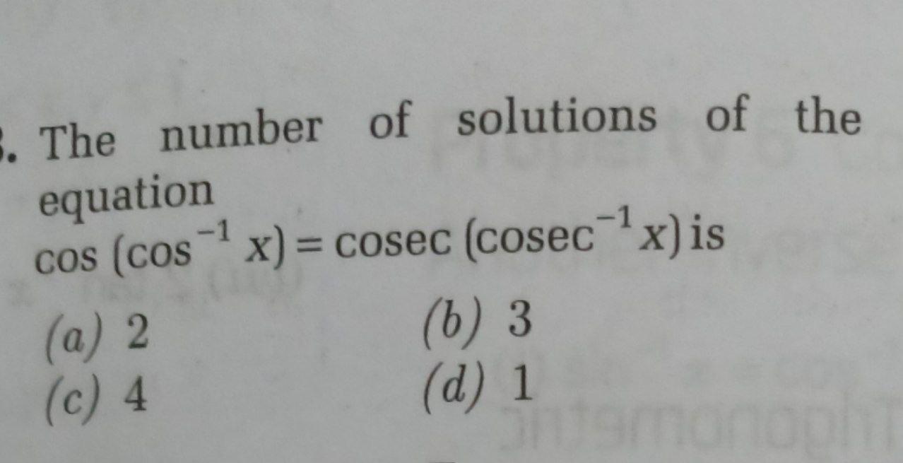 Solved -1 . The number of solutions of the equation cos | Chegg.com