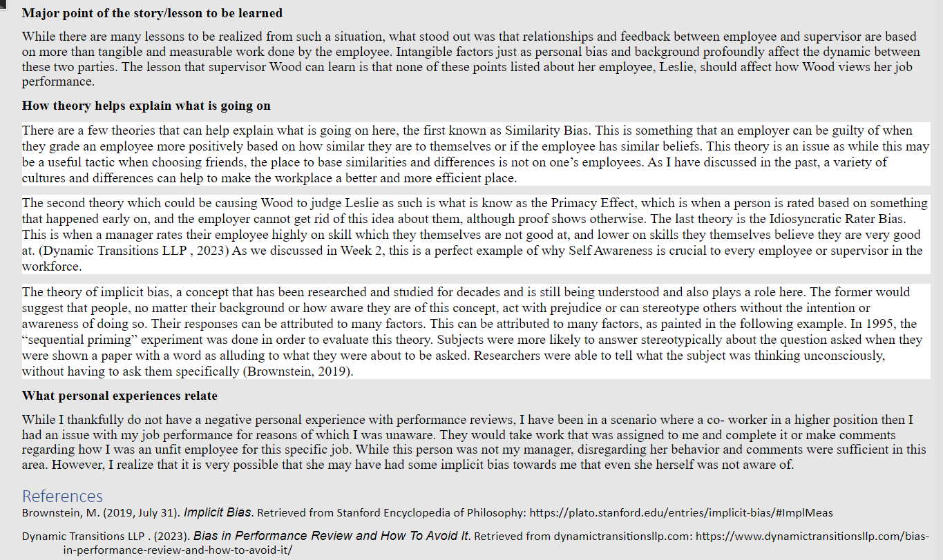 Solved Major point of the story/lesson to be learned While | Chegg.com