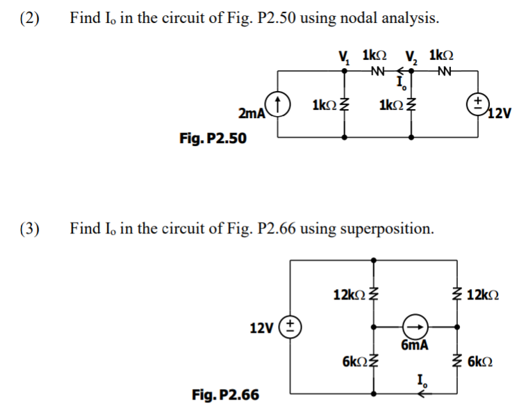 Solved (2) Find I, in the circuit of Fig. P2.50 using nodal | Chegg.com