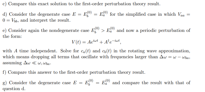 Solved Consider a two-level system with stationary states a | Chegg.com