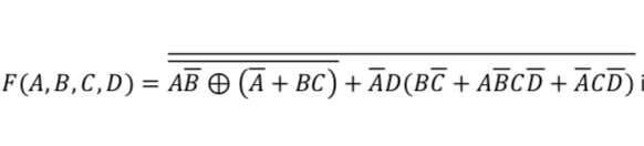 Solved F (A, B,C,D) = AB田(A + BC) + AD(BC + ABCD + ACD) i | Chegg.com