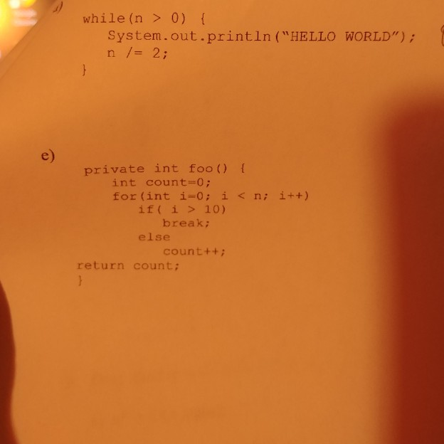 Solved while (n > 0) System.out.println ("HELLO WORLD"); n | Chegg.com