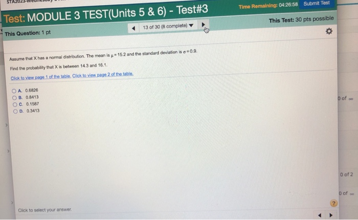 Solved STA2023-W Test: MODULE 3 TEST(Units 5 & 6)-Test#3 | Chegg.com Solved STA2023-W Test: MODULE 3 TEST(Units 5 & 6)-Test#3 | Chegg.com