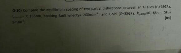 Q-10) Compare the equilibrium spacing of two partial | Chegg.com