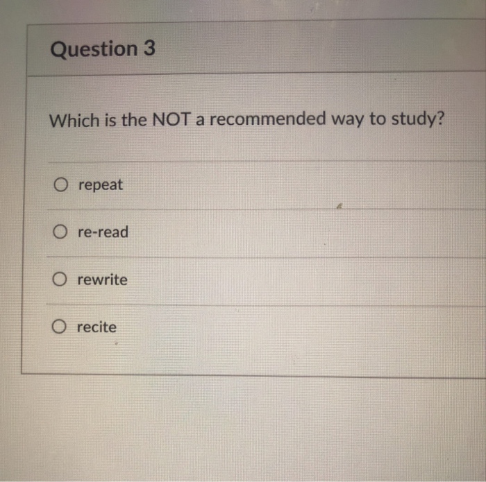 Solved Question 3 Which is the NOT a recommended way to | Chegg.com Solved Question 3 Which is the NOT a recommended way to | Chegg.com