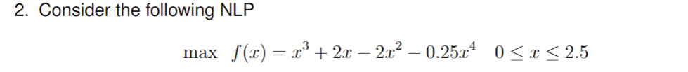 Solved 2. Consider the following NLP | Chegg.com
