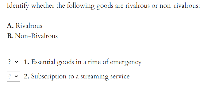 Solved Identify whether the following goods are rivalrous or | Chegg.com