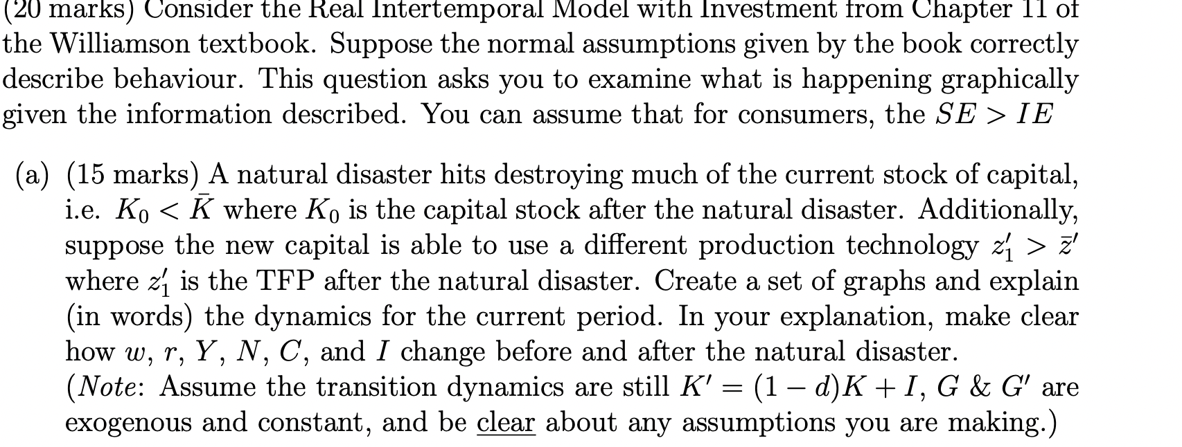Consider the Real Intertemporal Model with Investment | Chegg.com