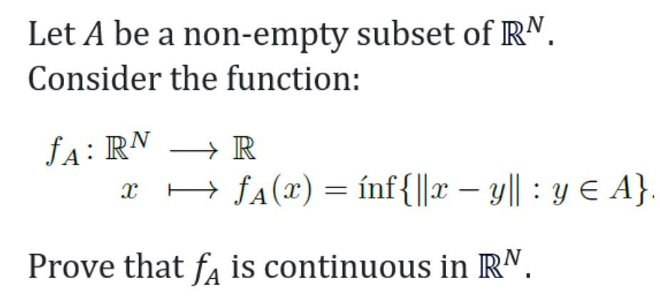 Solved Let A be a non-empty subset of RN. Consider the | Chegg.com
